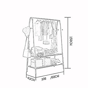 FAXIOAWA Coat Racks Clothes Rail Garment Rack with Shelves Metal Garment Display Stand Cloth Drying Rack Hanger for Hanging Clothes Boxes Shoes Boots/108X43X150Cm
