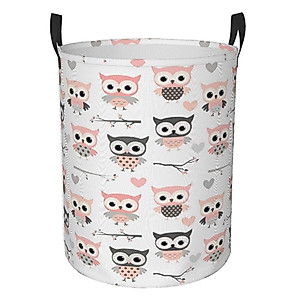 Foruidea Owl Laundry Basket,Laundry Hamper,Collapsible Storage Bin, Oxford Fabric Clothes Baskets,Nursery Hamper For Home,Office,Dorm,Gift Basket