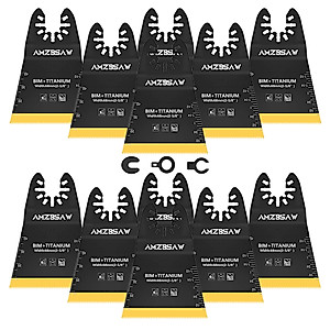 AMZBSAW 12PCS Titanium Oscillating Multitool Blades Metal Cutting, 68MM Titanium Saw Blades for Metal Nails Hard Material and Wood Plastic, Multi Tool Blades Kits Fit Dewalt Bosch Worx Ryobi