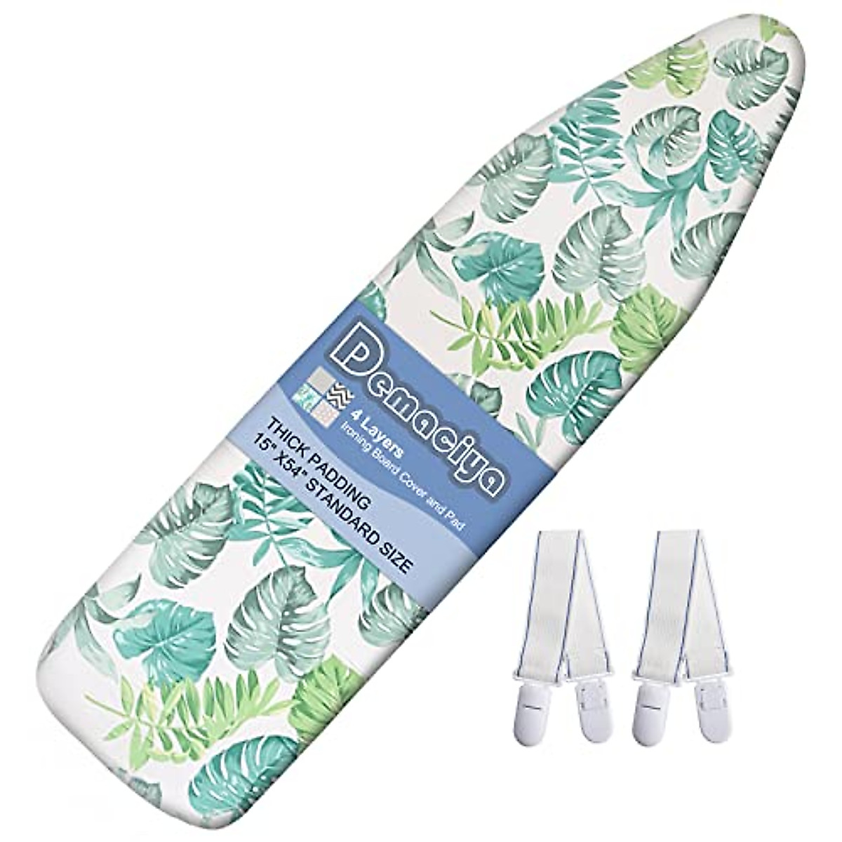 Ironing Board Cover and Pad 15x54 Inch, Iron Board Cover with Padding, Iron Board Cover Large Fits All Standard Sizes, Silicone Coating, Scorch Resistant, Extra Thick Covers with Elastic Edge