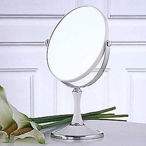 KONGZIR Bathroom Mirror Cosmetic Mirror 3X Magnification Desktop Oval 360 deg; Swivel HD Mirror Travel Mirror Princess Princess Double-Sided Inner Portable Mirror