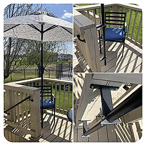 KSWLOR Patio Umbrella Holder Stand, Heavy-Duty Umbrella Clamp,Outdoor Umbrella Base Umbrella Clamp Mount Bracket for Deck Balcony Bench Courtyard Outdoor Railing Antenna Mast Clamp (Fit MAX OD 2 inch)