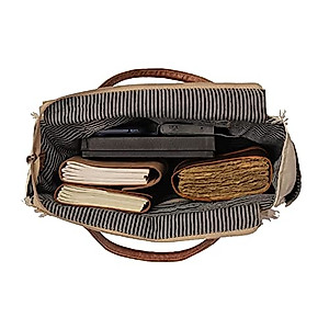 NATURALS EXPORT OAG Upcycle Canvas Bag, Handmade Bag With Leather, Tote Shoulder Handbag for Women, Brown