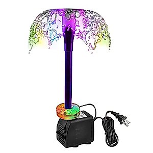 DOMICA 15W 220 GPH Submersible Fountain Pump with LED Light, Ultra Quiet Adjustable Water Pump (800L/H) for Water Feature, Hydroponics, Garden, Pond, Aquariums, Fish Tanks, Indoor Outdoor Fountain