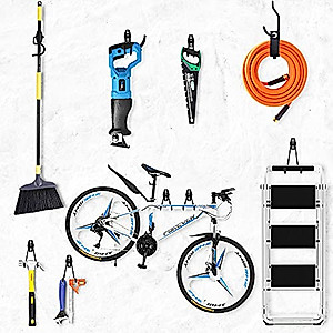 Garage Hooks, 19 Pack Heavy Duty Garage Storage Hooks Steel Tool Hangers for Garage Wall Mount Utility Hooks and Hangers with Anti-Slip Coating for Garden Tools Organizer, Ladders, Bikes, Bulky Items