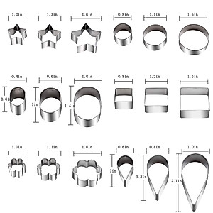 Mini Cookie Cutter Shapes Set - 30 Tiny Stainless Steel Stamps of Flower, Heart, Star, Geometric Shapes - for Out Pastry Dough, Pie Crust & Fruit, Fondant