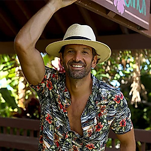 Panama Jack Matte Toyo Men's Straw Safari Sun Hat with 3-Pleat Ribbon Band (Black Band, Large/X-Large)