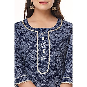 Vihaan Impex Indian Blue Kurti for Women Set with White Pant