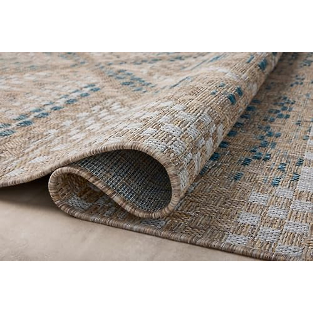 Loloi Amber Lewis x Topanga Natural/Aqua 3'-11" x 5'-11" Accent Rug