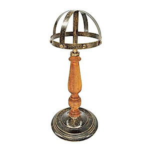 Owlgift Vintage Style Metal & Rustic Wood Stem Freestanding Hat Rack Storage, Cap Organizer, Wig Holder Display Stand - Bronze