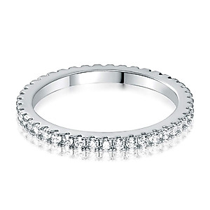 MDFUN 14K White Gold Plated Cubic Zirconia Eternity Ring for Women (7)