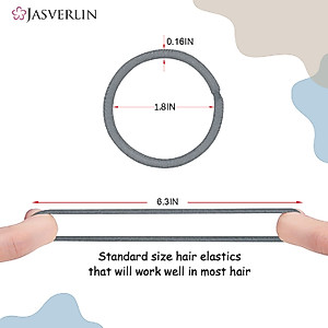 JASVERLIN Gray Hair Elastics Ties, No Metal Ponytail Holders for Women Girls Men Guys Thick Curly Hair Styling Accessories No Pull Damage Crease Breakage 50pcs (Gray)