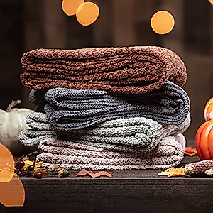 Chanasya Chenille Knit Super Soft Velvety Texture Throw Blanket - Cozy Classy Elegant Decorative with Subtle Shimmer for Sofa Chair Couch Bed Living Bed Room Blanket -(50x65 Inches) Blue