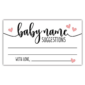 50 Sweet Heart Baby Name Suggestion Cards for Baby Shower