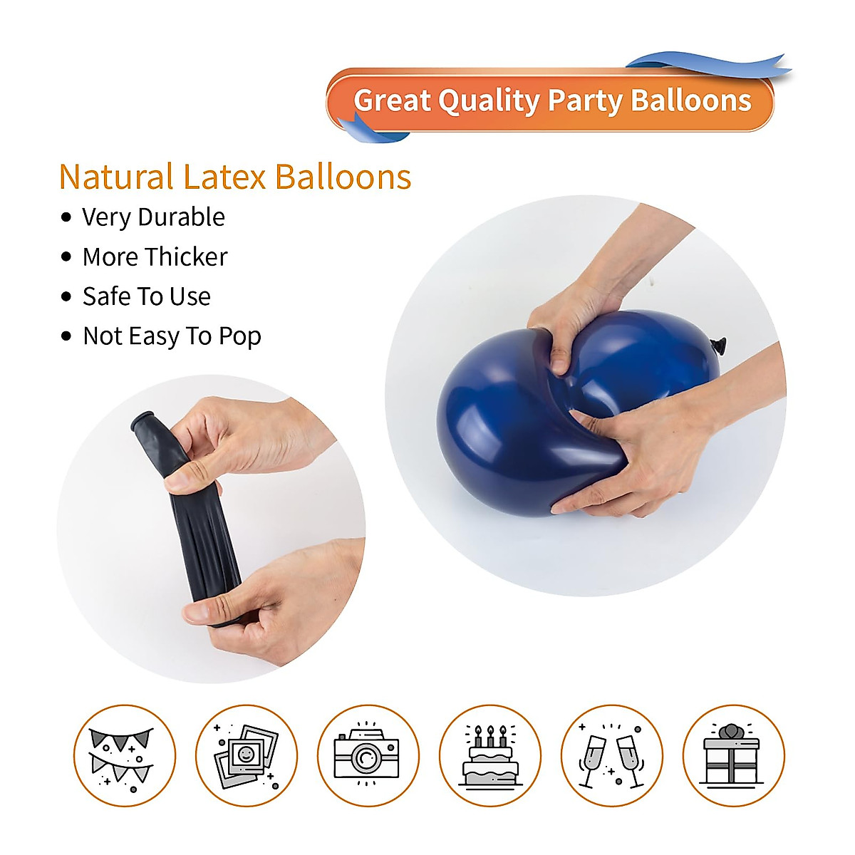 Royal Blue Balloons,150pcs 5inch Dark Blue Latex Balloons for Balloon Garland Arch Party Decorations, Like Birthday, Wedding, Baby Shower, Gender Reveal Decoration(2 Ribbons)