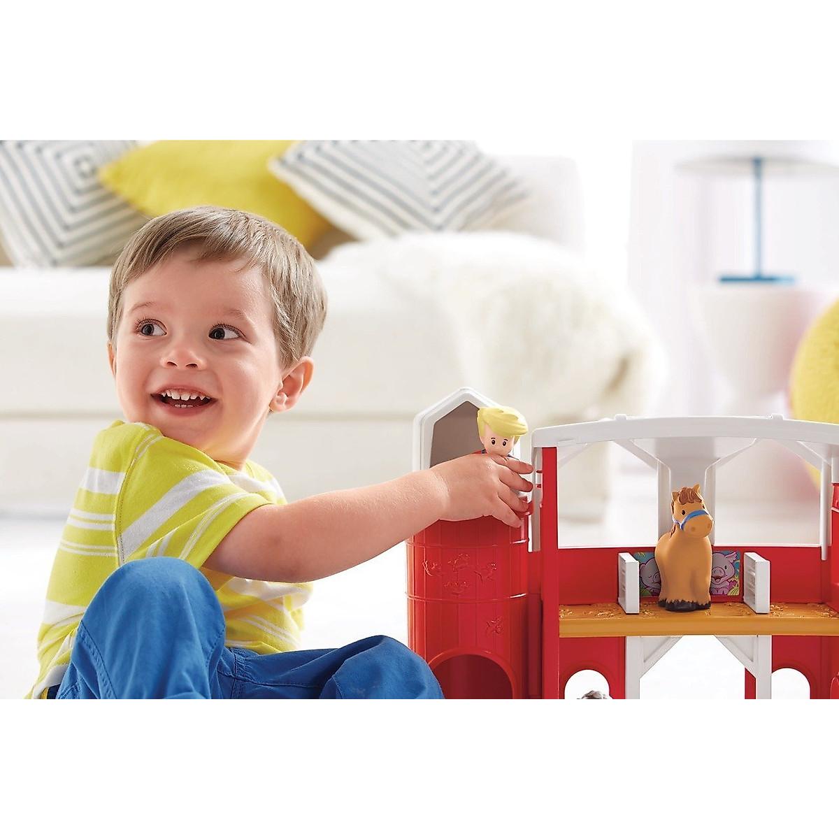 Fisher-Price Little People Toddler Toy Animal Friends Farm Playset with Music Sounds and 7 Figures for Pretend Play Ages 1+ Years