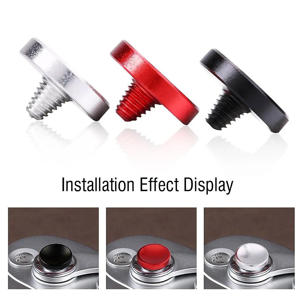 3PCS Camera Button, Aluminium Alloy Shutter Button with Concave Surface, Fits for Cameras with Screw Hole on The Shutter Release Button (Red Black Silver)