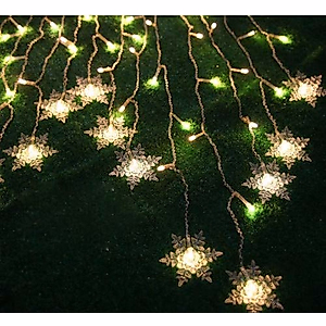 Senofun Snowflakes LED Curtain Lights Color Changing 11.5ft 16 Snowflakes Fairy Lights 80pcs LED Snowflake Lights for Home, Church, Wedding, Birthday (Snowflakes-Warm White)