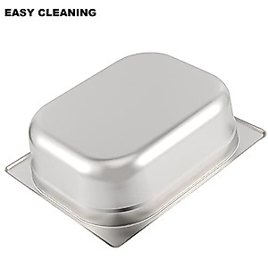 SHEUTSAN 3 Pack 1/2 Size x 4 Inches Deep, Silver Steam Table Pan 22 Gauge Stainless Steel, Anti-Clogging Hotel Catering Pan, Steam Table Water Pan for Restaurants, Hotels, Buffets