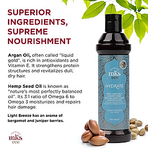 MKS eco Hydrate Conditioner for Fine Hair, Light Breeze - 10 fl oz - Locks in Moisture & Improves Shine - Moroccan Argan Oil, Hemp Seed Oil - Vegan, Cruelty Free