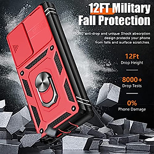 Giyer for Samsung Galaxy S23 Ultra 5G Case with Screen Protector [Military Grade] Heavy Duty Silicone Rugged Protective Cover for Samsung S23 Ultra 6.8" Phone Cases with Ring Kickstand (Red)