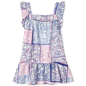 The Children's Place Baby Girls' and Toddler Sleeveless Dressy Special Occasion Dresses, Navy Flutter, 5T