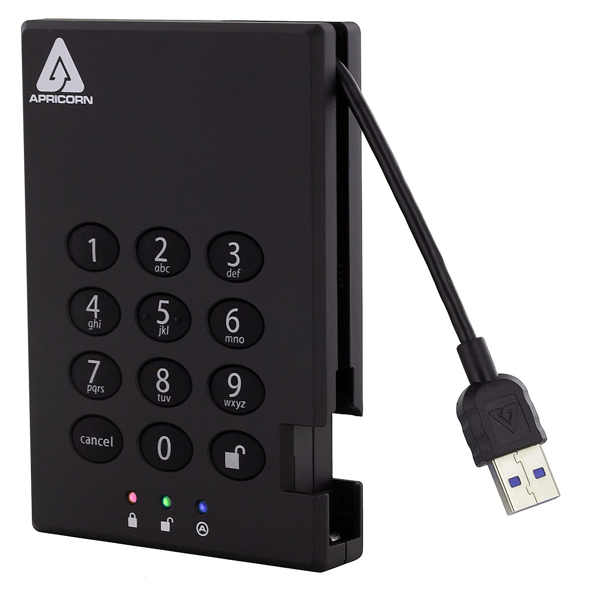 Apricorn 1TB Aegis Padlock USB 3.0 256-bit AES XTS Hardware Encrypted Portable External Hard Drive (A25-3PL256-1000)