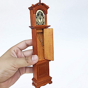 Snufeve 1:12 Miniature Doll House Furniture Miniature Floor Clock, Doll House Clock, for Dining Room Children Kids for Doll House Accessory