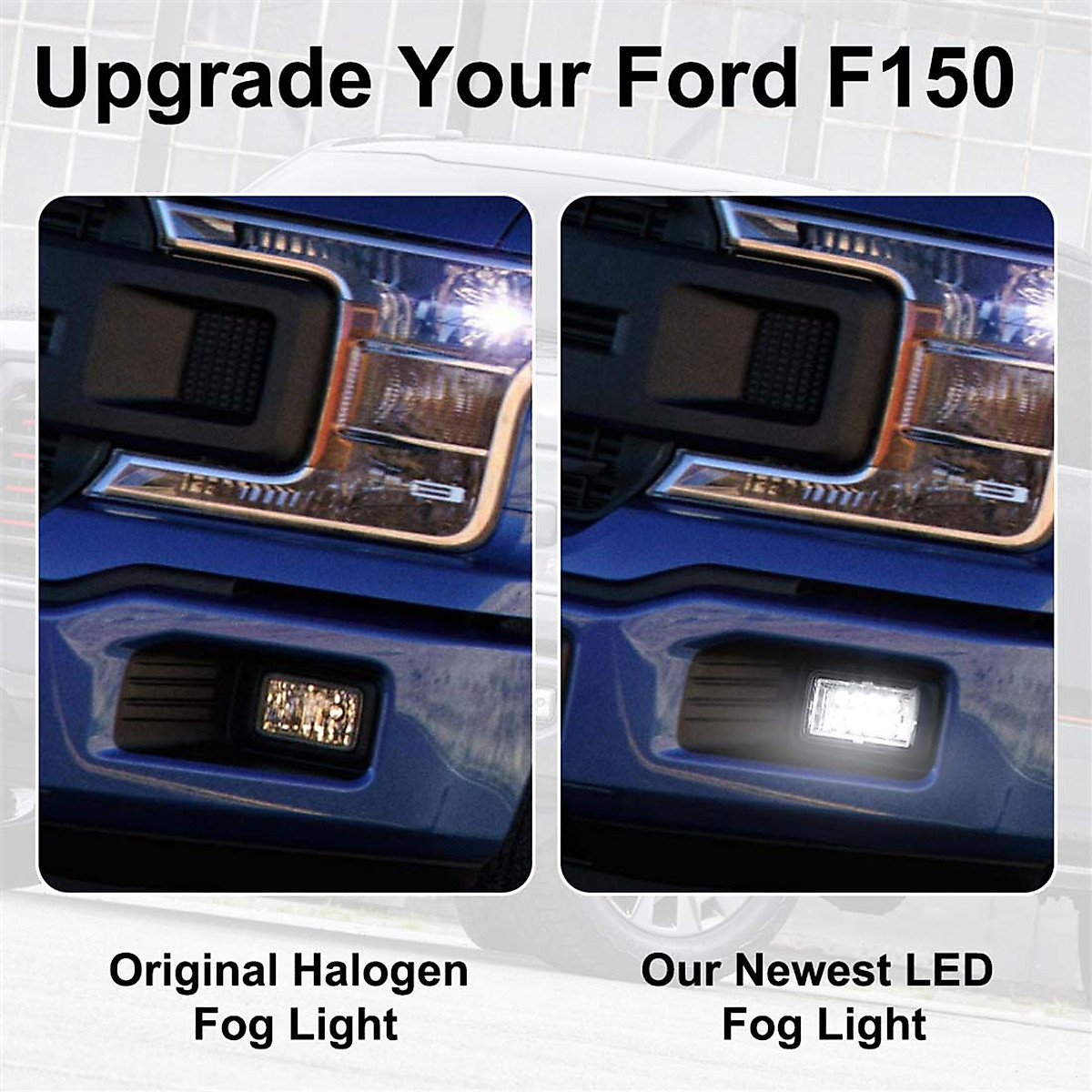 Kiwi Master Upgrade F150 LED Fog Lights for 2015-2020 Ford F-150 4 Inch LED Fog Light Assembly Kit, Waterproof LED Bumper Lamps Set, 1 Pair