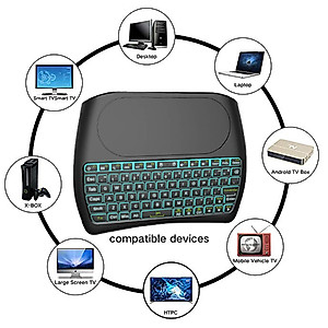 Mini Wireless Keyboard,D8 Mini Keyboard with Touchpad,Colorful Backlit Small Wireless Keyboard,Mini Handheld Remote Keyboard for PC,Raspberry Pi 4, Android TV Box,KODI,Windows 7 8 10