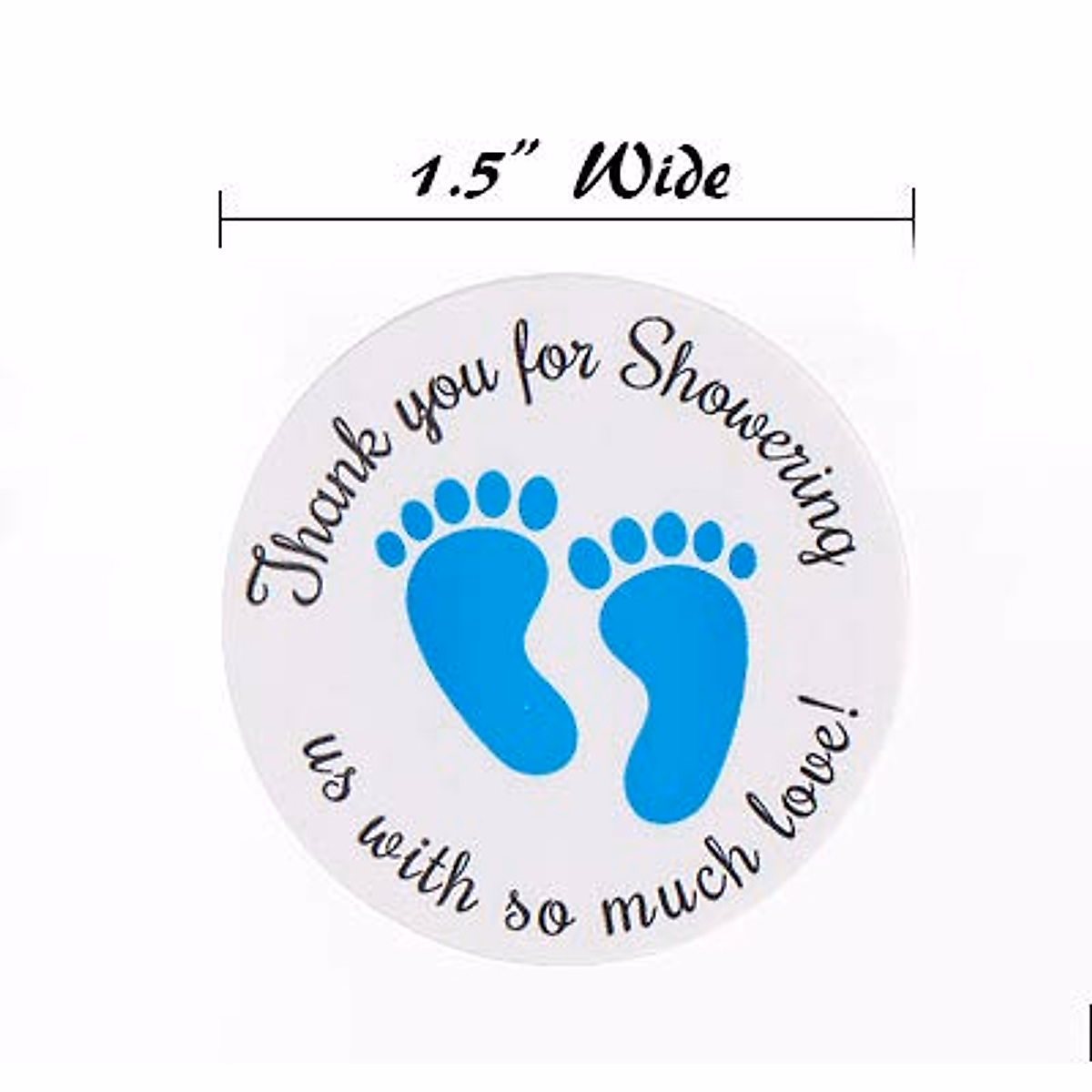 LOMENTICS Baby Shower Stickers | 50 Pack | Baby Boy Blue 1.5" Inch Round - Thank You for Showering Us with So Much Love - Perfect for Shower Favors, Thank You Cards, Announcements