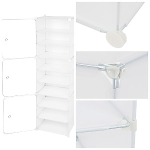 DNYSYSJ Shoe Rack Organizer,12-Tiers Stackable,96 Shoes Organizer Cabinet, Clear Plastic Shoe Boxes, Stackable Shoe Boxes Durable Modular Shoes Organizer Expandable for Heels,Boots,Slippers