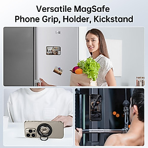 SYNCWIRE Upgraded Magnetic Phone Ring Holder for MagSafe, Magnetic Cell Phone Grip Stand Finger Ring Kickstand Two-Sided Magnetic Compatible with iPhone 16 Pro Max 15 14 13 12 MagSafe Accessories