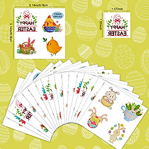 Konsait 72pcs Easter Temporary Tattoos For Kids,Cute Bunny Tattoo Stickers for Boys Girls Toddlers Easter Party Favors Supplies,Fun Easter Gifts For Easter Egg Fillers Easter Basket Stuffers Egg decor