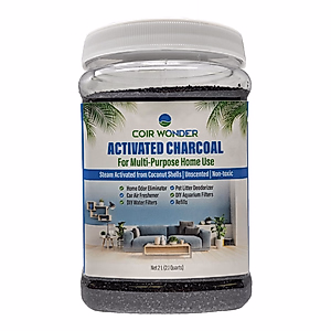 Coir Wonder Activated Charcoal Carbon – 2.2 Lb (1 Kg) – From Coconut Shell - Litter Box Odor Eliminator Deodorizer - Odor Absorber for Room Car Air Freshener Purifier – Water, Aquarium Filter Refill