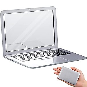 Jetec Mini Laptop Mirror for Cat Toy Laptop Cute Pocket Mirror Cat Laptop 3.7 x 2.5 Inch Folding Toy Cat Computer for Dollhouse Pet Makeup Decoration Fake Laptop(Silver)