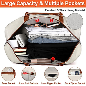 IBFUN Overnight Bags for Women, Large Travel Duffel garment Bag for Women with Shoes Compartment, Carry on Bag for Airplanes Men Leather Travel Business Essential Toiletry Gift 3Pcs