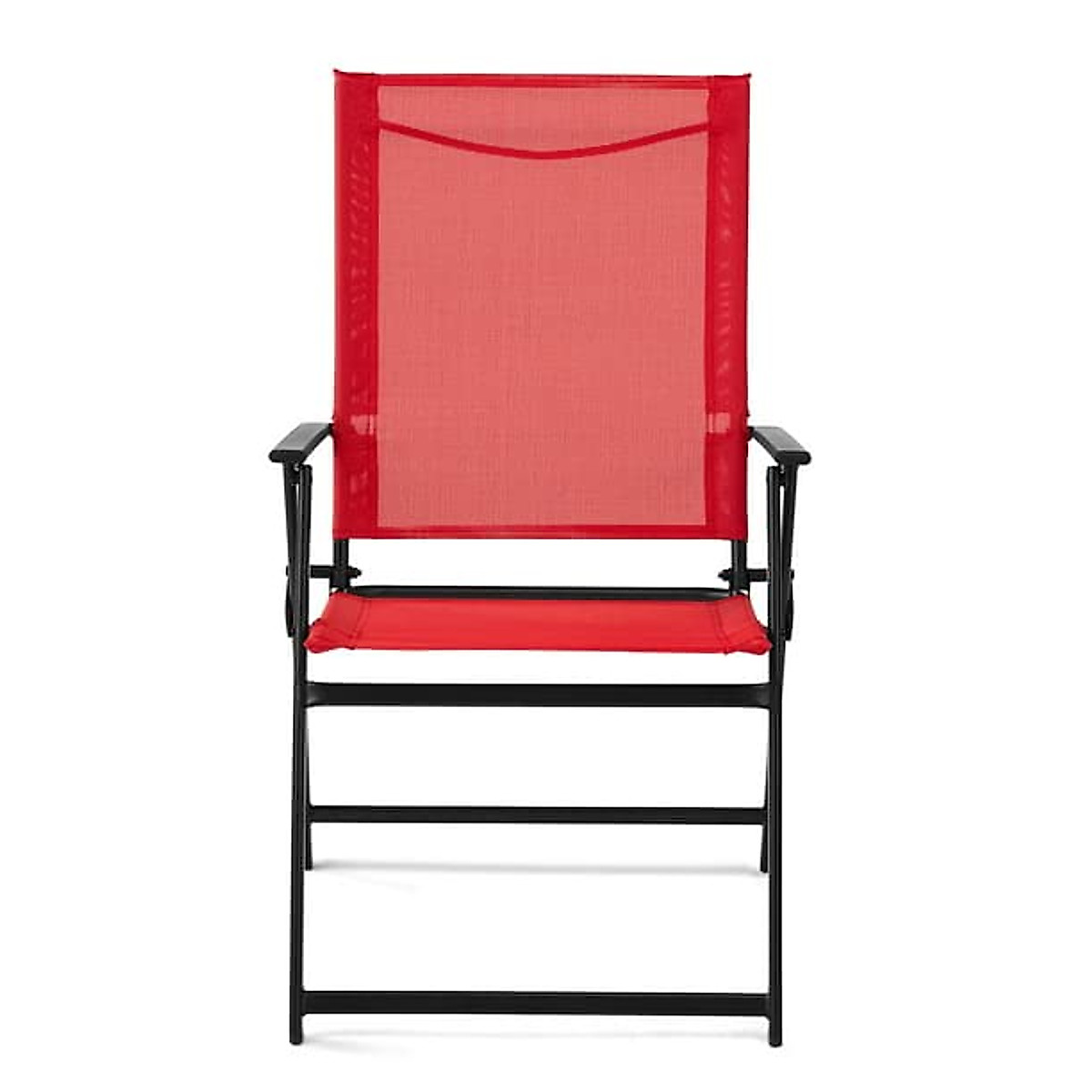 Square Set of 2 Outdoor Patio Steel Sling Folding Chair, Red