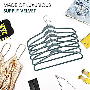 MEIMART Velvet Hangers, Suit Coat Hangers, Non-Slip Clothes Hangers 360 Degree Swivel Durable Clothes Hanger Hook-Pack of 50 (Grey)