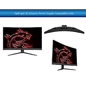 UpBright 20V 65W AC/DC Adapter Compatible with MSI Optix G32C4 CDA6 31.5" G32C4W 32 inch Curved HDMI DP 165Hz 1ms FreeSync LCD Gaming Monitor OPTIXG32C4 OptixG32C4W 20VDC 3.25A Power Supply Charger