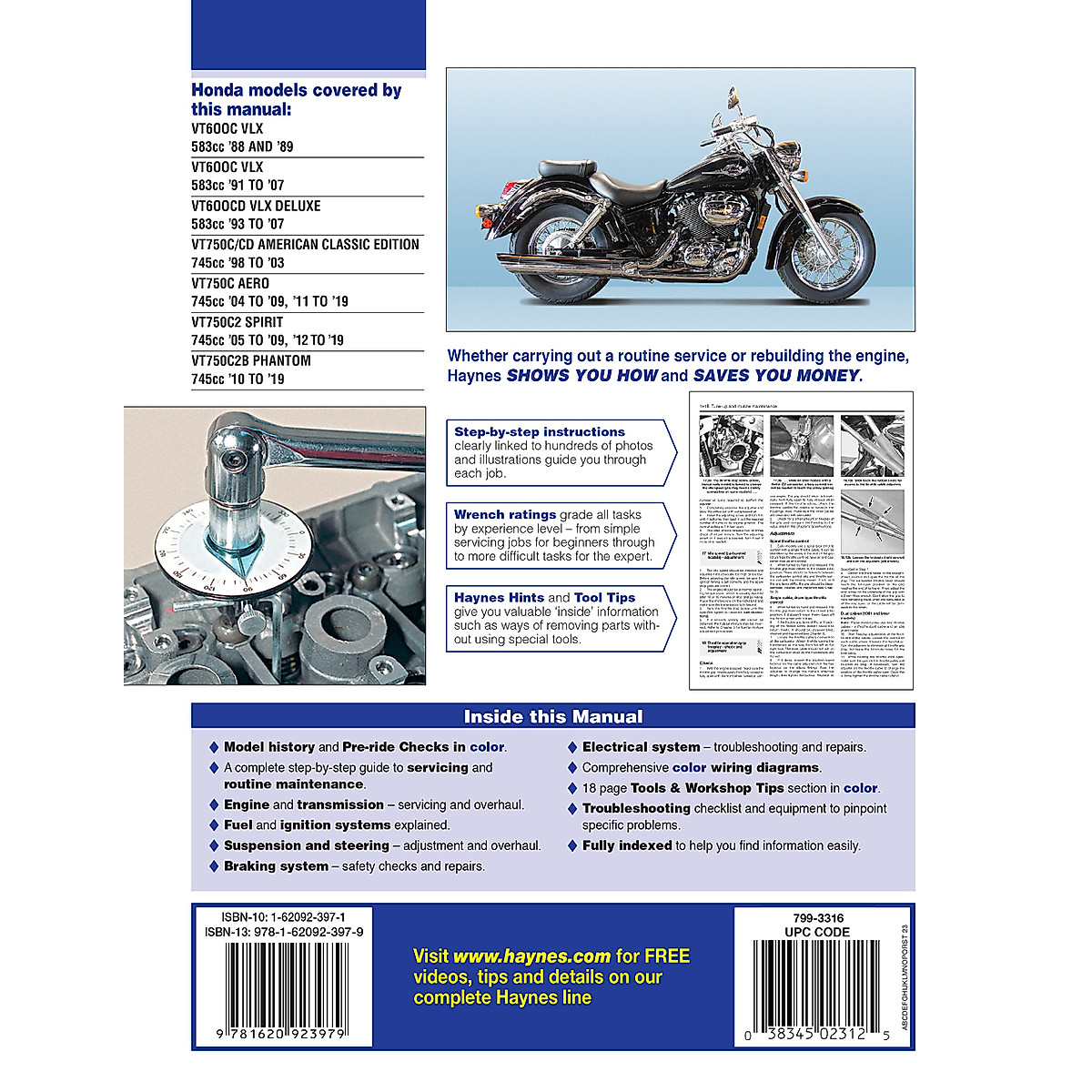 Honda Shadow VT600 & 750 (88 - 19) Haynes Repair Manual (Paperback)