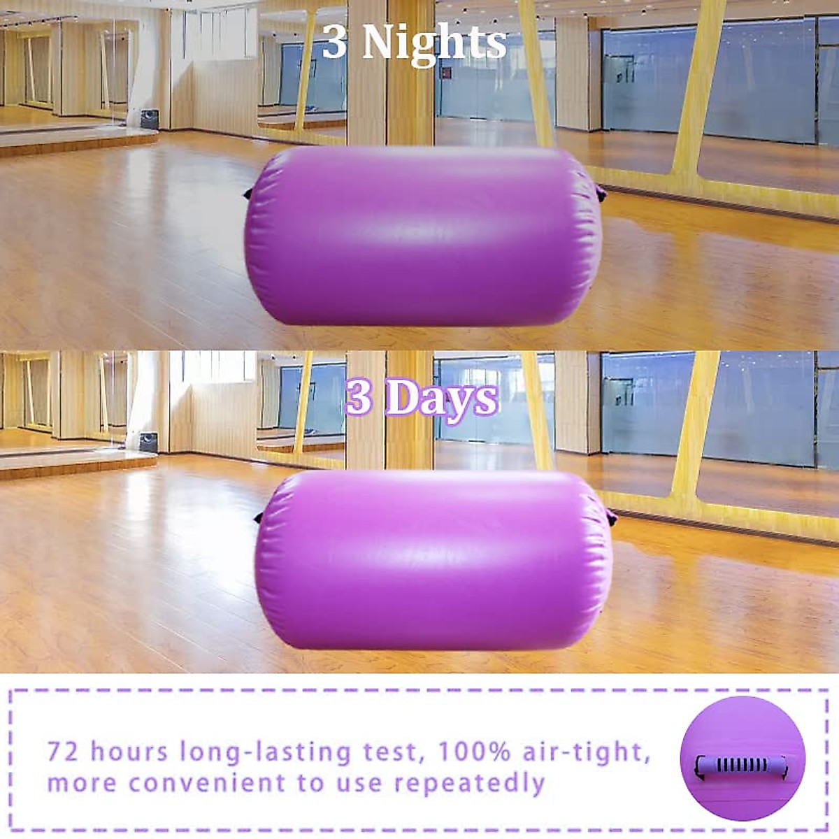 CZGBRO Air Roller Air Spot Gymnastics Air Barrel, Air Mat Tumble Track Gymnastic Equipment Inflatable Tumbler Backbend Trainer with Electric Pump for Yoga Cheerleading Home & Water Use