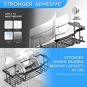 LLDDHHWW Shower Caddy Adhesive, No Drill Bathroom Shower Organizer, 3 Pack Adhesive Bath Organizers with 8 Hooks and Soap Holder, Rustproof Shower Shelves for Bathroom Storage & Home Decor