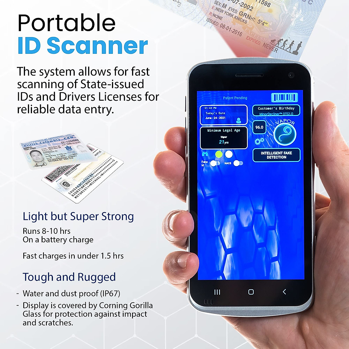 Bundle Smart ID Scanner for Bars, Clubs, and Other Businesses - Detects Expired IDs and Underage Consumers - Reads The 2D Barcode in All 50 States - Minor Decliner