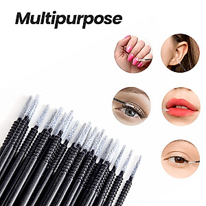 Micro Applicators 200Pcs, Inartato Disposable Micro Brush Microswab Wands for Eyelash Extensions Makeup and Personal Care (Black & White - Long Microfiber Tips)