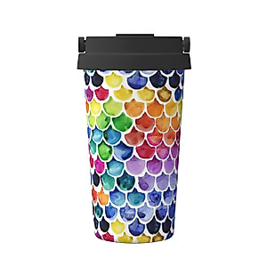 WANGXUEE Mermaid Fish Scale Print 500ml Stainless Steel Travel Tumbler Double Wall Vacuum Insulated Coffee Mug