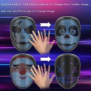 Keria Boywithuke Led Face Changing Mask Shining Mask with Bluetooth Controlled APP for Halloween,Christimas,New Year Party Gift