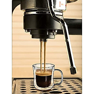 ecooe Espresso Cups 4 Oz Double Walled Glasses Coffee Mugs Set of 2, Clear Glass Coffee Cups with Handle, Insulated Coffee Mug Borosilicate Heat Resistant Double Wall Glass Espresso Coffee Cups