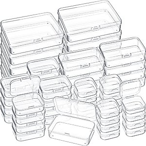 76 Pcs Mixed Sizes Storage Containers Box with Hinged Lid Clear Mini Organizer Plastic Storage Containers Rectangular Empty Small Plastic Containers for Small Items Art Craft Jewelry Projects