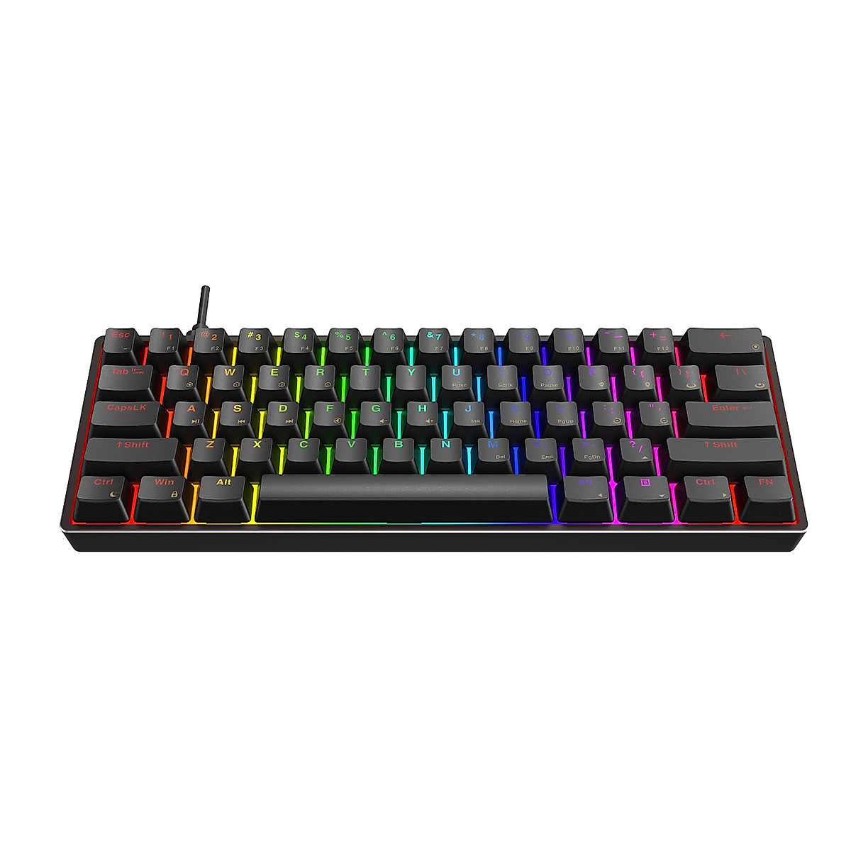 AG AC61M GK61 RGB Gaming Keyboard - 61 Keys Aluminum Case Two USB-C Ports PBT Keycap Hot Swappable Programmable for PC/Mac Gamer (Gateron Optical Blue, Black Color)